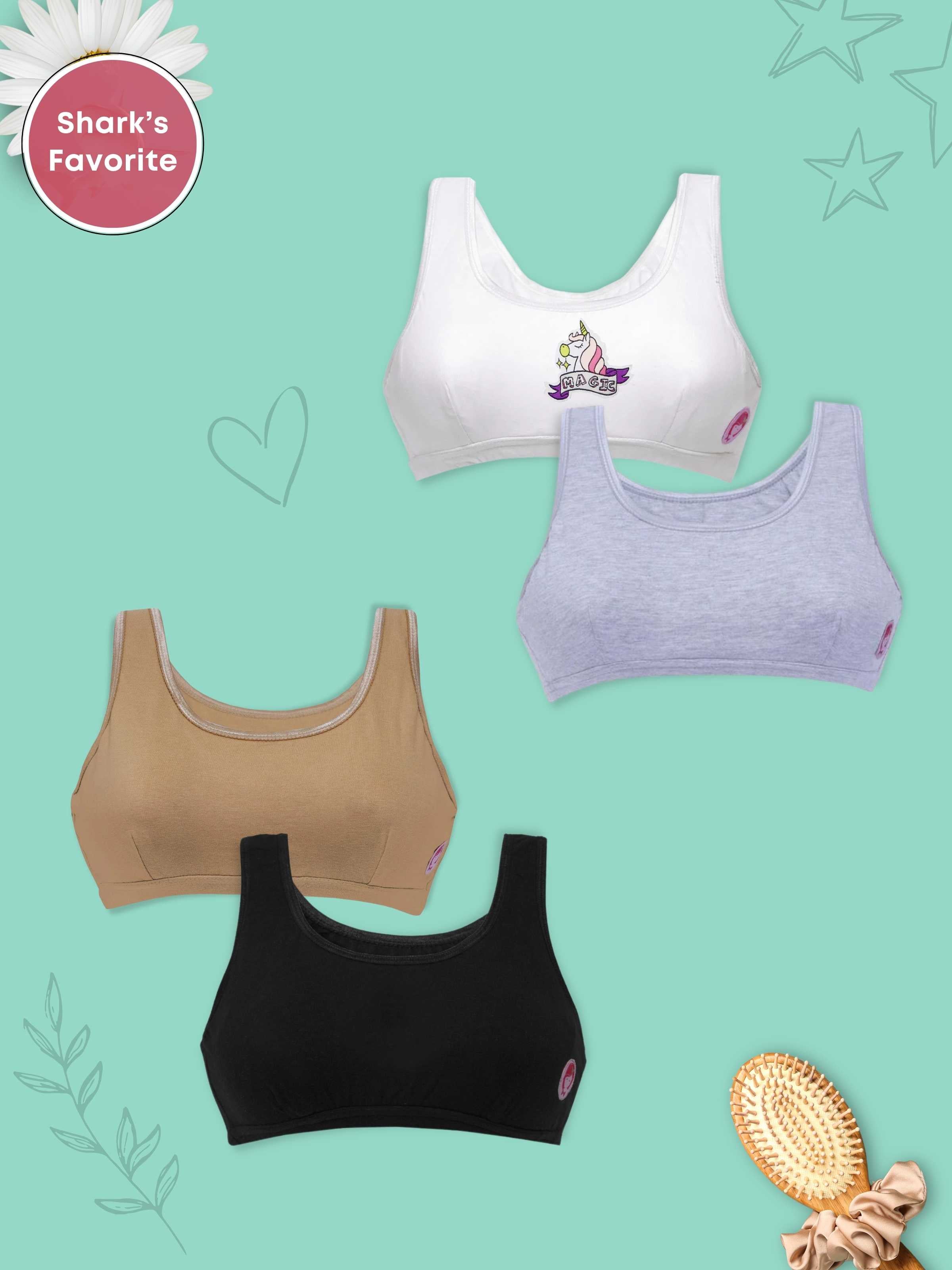 Double-Layer Broad Strap Cotton Sports Bra | Non-Padded | Unicorn Prin ...