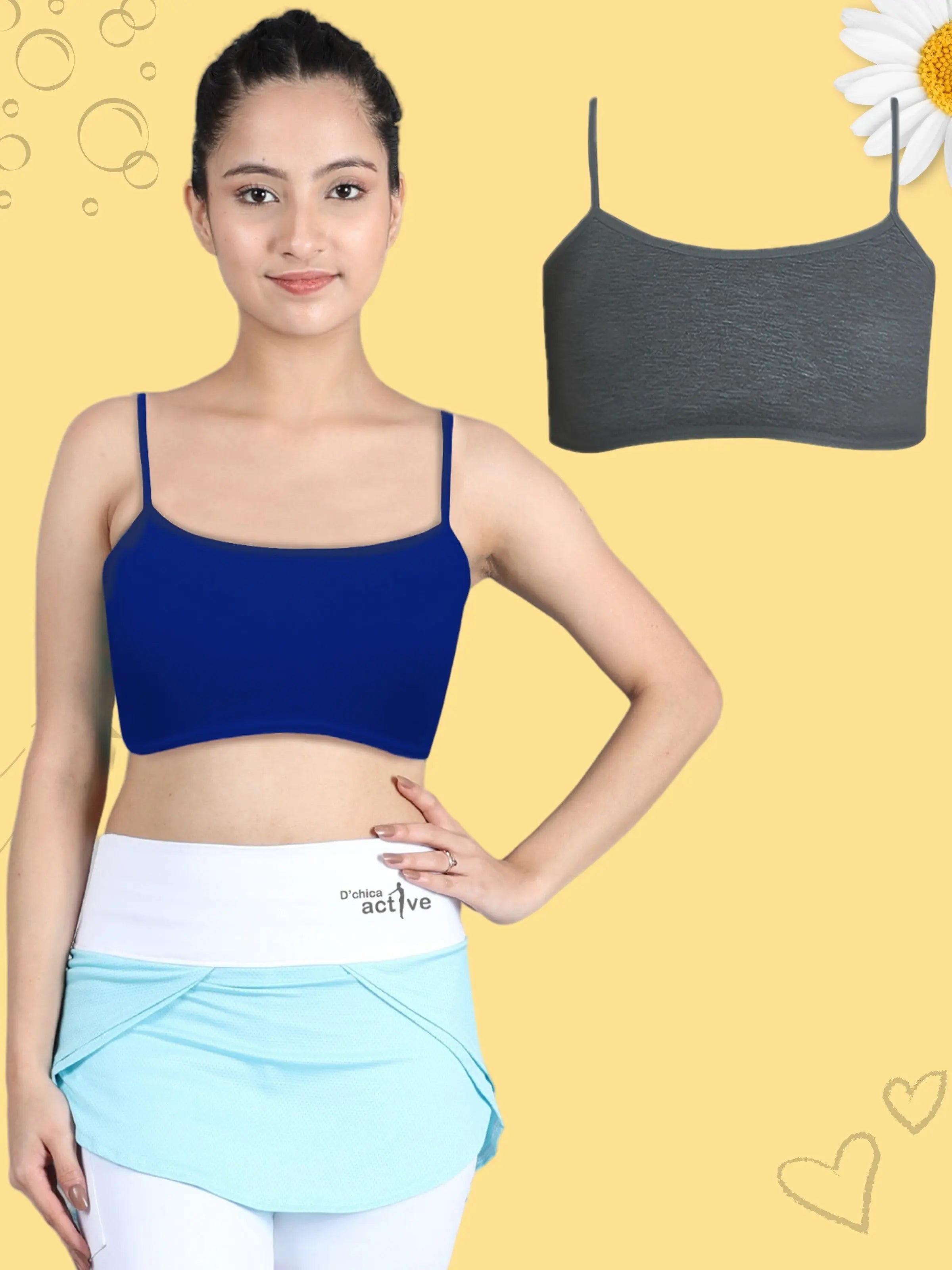 SINGLE LAYERED THIN STRAP NON-WIRED FULL COVERAGE COTTON STARTER BRA ...