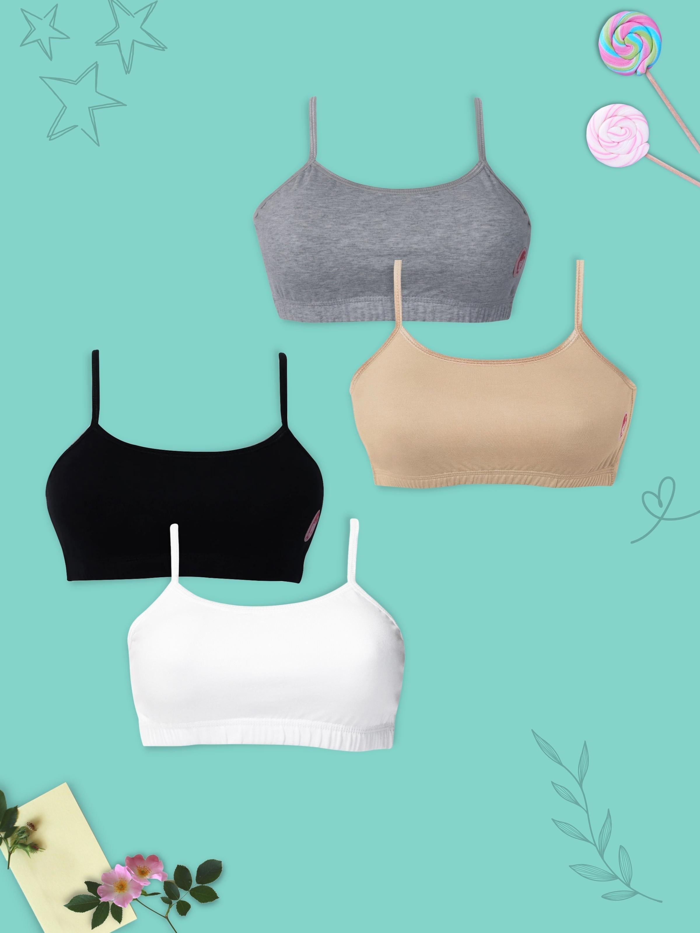 Double-layer Thin Strap Cotton Athletic Bra For Women | Non Padded Beg ...