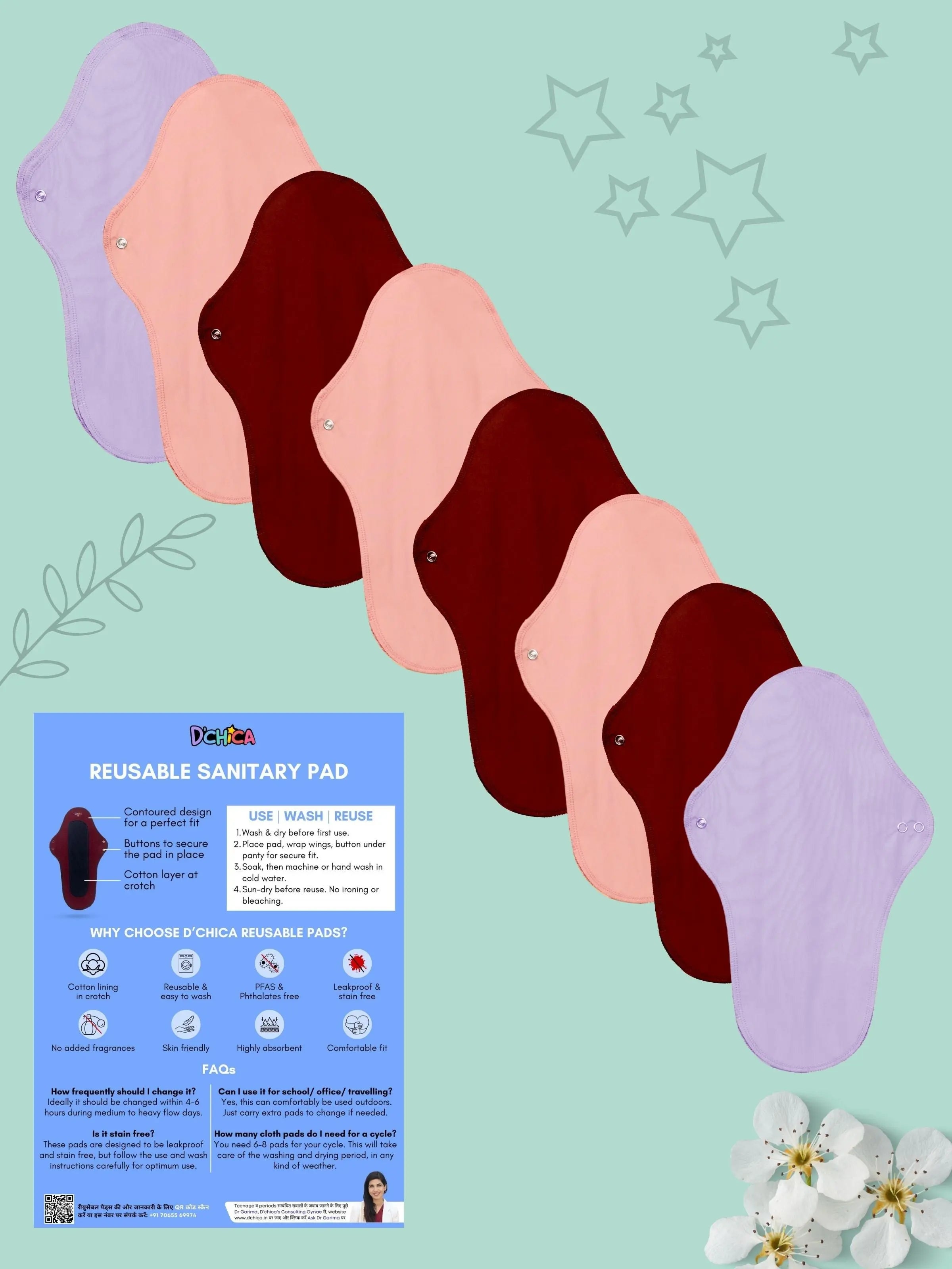 Reusable Pads | Cotton Cloth Pads With Antimicrobial Lining | Rash-Fre ...