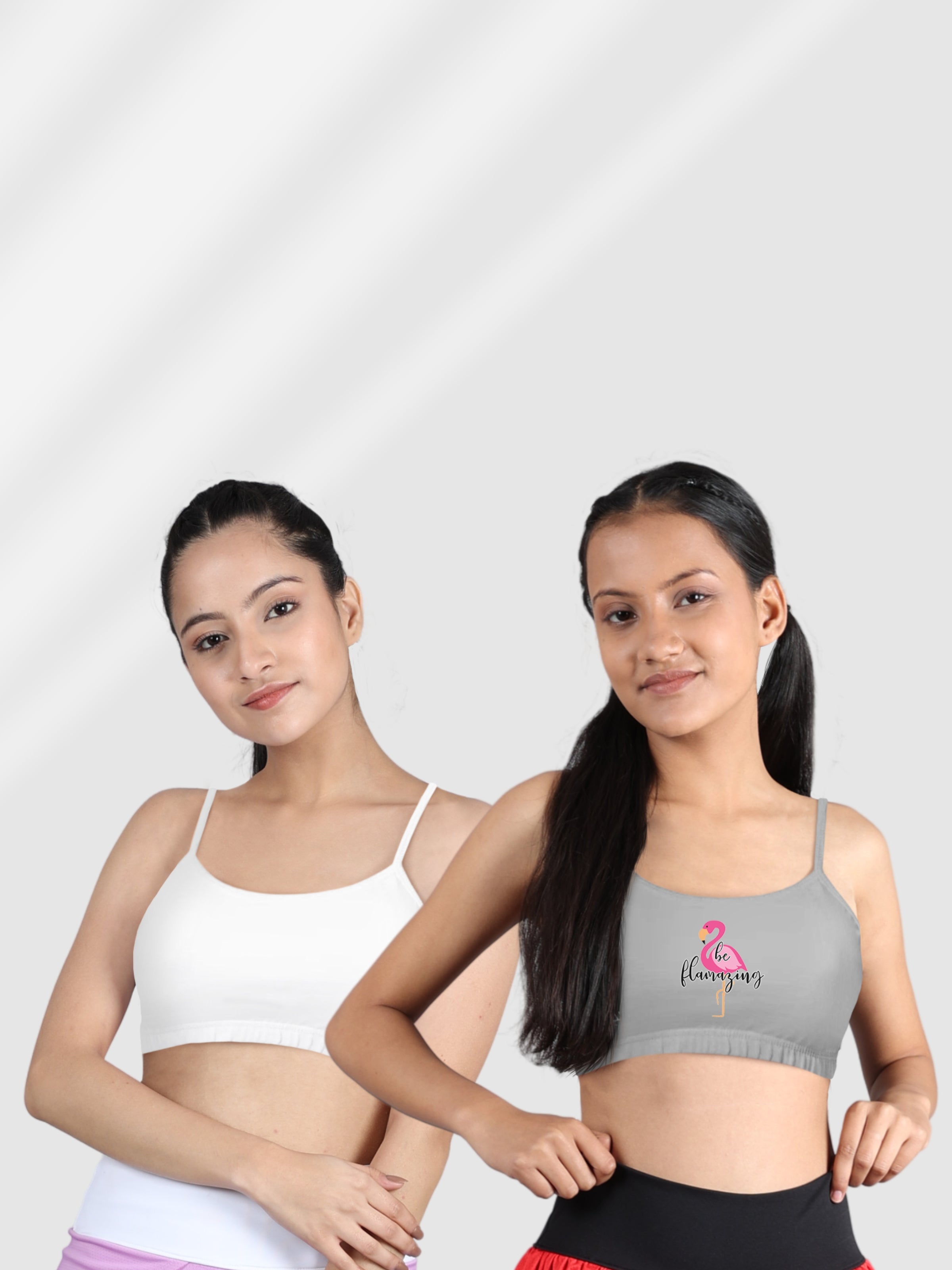 Double-layer Thin Strap Cotton Sports Bras for Girls Athletes | Non Pa ...